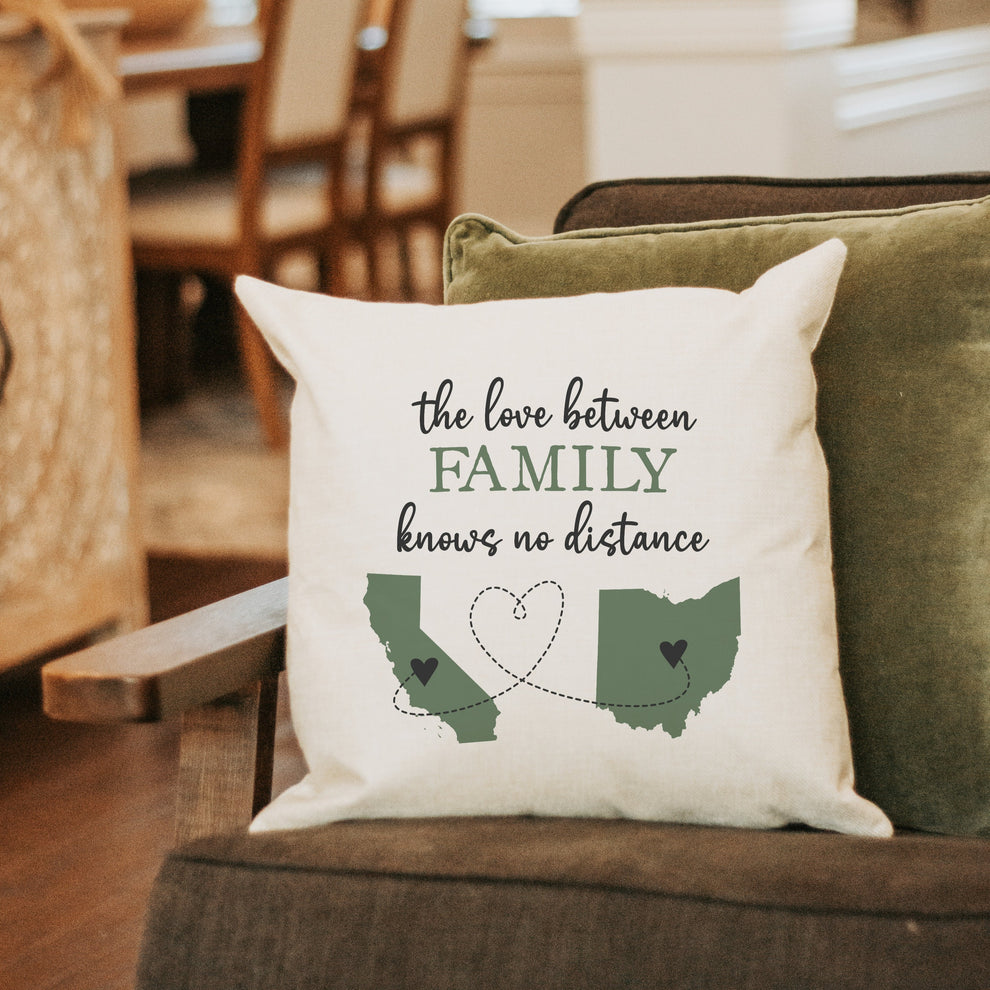 Personalized State Long Distance Family Pillow – Canary Road